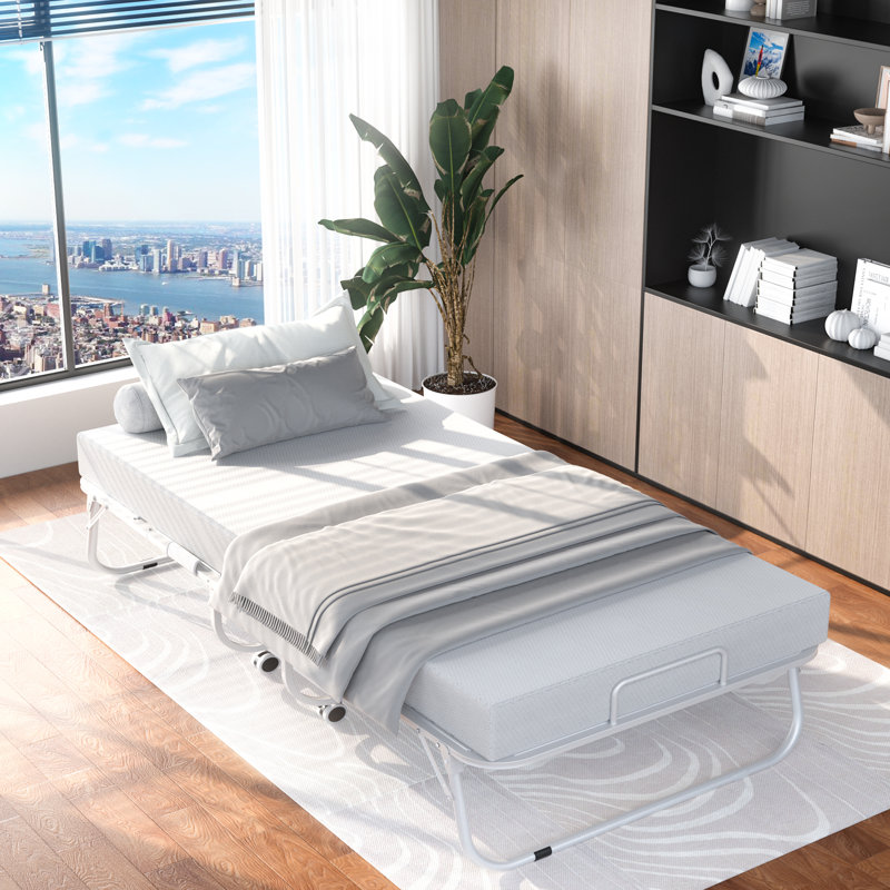 Alwyn Home Streatham 38 Folding Bed with Mattress Reviews Wayfair